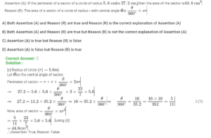 Chapter 12 Areas Related to Circles Assertation & Reasoning Questions Class 10th – EduGrown School